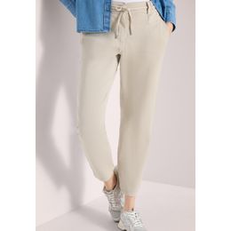 Jogger Pants Cecil, Damen, Gr. L, L&auml;nge 28, grain beige, Web, 76% Baumwolle, 23% Polyester, 1% Elasthan, unifarben, loose fit kn&ouml;chelfrei, Hosen, Middle Waist