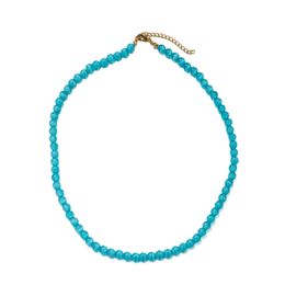 Collier "Schmuck Geschenk Edelstahl Halsschmuck Halskette Edelstein Kugeln", gelbgoldfarben, blau, ANISTON JEWELRY & WATCHES, Halsketten, Damen, Edelstahl Nylon, L: 50 B: 6mm, Edelstahl, Nylon, Collier, Made in Germany - mit Cat&acute;s Eye, B:6mm