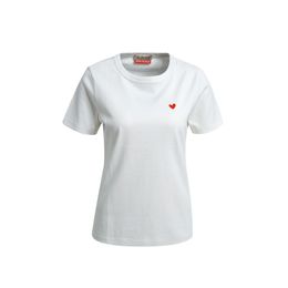 Smith & Soul T-Shirt SMITH & SOUL, Damen, Gr. M, sanftes wei&szlig;, Single Jersey, Obermaterial: 100% Baumwolle, unifarben, regular fit normal, Rundhals, abgesteppte Kante, Shirts T-Shirt, mit Stickerei, Rundhals