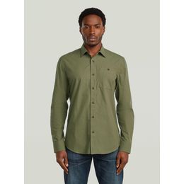 G-Star Raw Langarmshirt G-STAR "Bristum 2.0 Slim Hemd", Herren, Gr. L, shadow olive slub stripe, Obermaterial: 100% Baumwolle, Shirts Langarmshirt