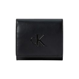 Geldb&ouml;rse Calvin Klein "BOLD CK MEDIUM BIFOLD", Damen, schwarz, Lederimitat, unifarben, Basic, Kleinlederwaren, Geldbeutel, Portemonnaie, Money Pocket mit CK-Logo