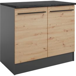 Sp&uuml;lenschrank BASIC BY BALCULINA "Jazz B/T/H 100x60x90 cm", artisan eiche, anthrazit, B:100cm H:90cm T:60cm, Holzwerkstoff, Schr&auml;nke, Sp&uuml;lenschrank, Breite 100cm, Melaminbeschichtung