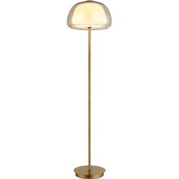 Globo LIGHTING Stehlampe "AVILA", goldfarben geb&uuml;rstet, 1, &Oslash; 38cm H: 150cm, 1 Stk., Leuchten, Goldfarbene Stehleuchte mit Glas amber, dimmbar, Memoryfunktion, Stehlampe