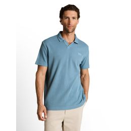 Poloshirt Tom Tailor, Herren, Gr. L, mountain spring blau, Single Jersey, Obermaterial: 60% Baumwolle, 40% Polyester, unifarben, regular fit normal, ohne Ausschnitt, Shirts, mit Logo Stickerei
