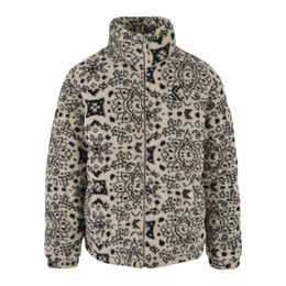 Allwetterjacke Karl Kani "Karl Kani Damen KM233-024-1 KK Og Paisley Teddy Puffer Jacket", Herren, Gr. M, sanftes wei&szlig;, schwarz, 100% Polyester, Paisley, normal, hoch geschlossener Ausschnitt, Jacken