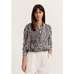 Langarmbluse Bugatti, Damen, Gr. 42, 390, marine, Chiffon, 100% Viskose, bedruckt, normal, ohne Ausschnitt, Blusen, mit grafischem Print aus Viskose