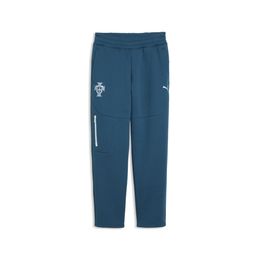Sporthose Puma "Portugal PumaTECH Jogginghose Jugendliche", M&auml;dchen, Gr. 140, Normalgr&ouml;&szlig;en, ocean tropic silber mist blau gray, Obermaterial: 77% Baumwolle, 23% Polyester. Taschenfutter: 100% Baumwolle, unifarben, regular fit, Hosen Sporthose