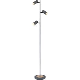 Globo LIGHTING Stehlampe "ROBBY", graphit, 3, H: 154cm, 1 Stk., Leuchten, Stehleuchte Graphit/Holzoptik, GU10 LED, 154 cm hoch, Stehlampe