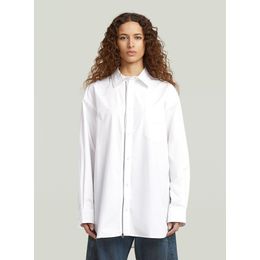 G-Star Raw Langarmshirt G-STAR "Oversized Zip Popeline-Hemd", Damen, Gr. M, wei&szlig;, Obermaterial: 100% Baumwolle, Shirts Langarmshirt