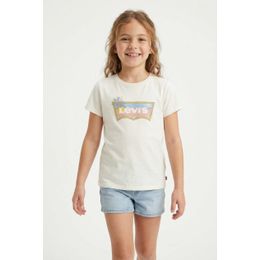 T-Shirt LEVI'S KIDS "LVG OMBRE BATWING SS TEE", M&auml;dchen, Gr. 6 (116), antique wei&szlig;, Jersey, Obermaterial: 60% Baumwolle, 40% Polyester, bedruckt, normal h&uuml;ftbedeckend, Rundhals, Shirts T-Shirt, for Girls