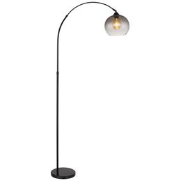 Globo LIGHTING Stehlampe "NEWCASTLE", schwarz matt, 1, H: 196cm, 1 Stk., Leuchten, Stehleuchte Schwarz/Marmor, Rauchglas, h&ouml;henverstellbar, E27, Stehlampe