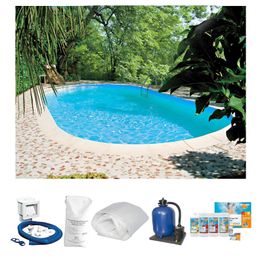 Ovalpool summer fun, wei&szlig;, B:360cm H:150cm L:623cm, Schwimmbecken