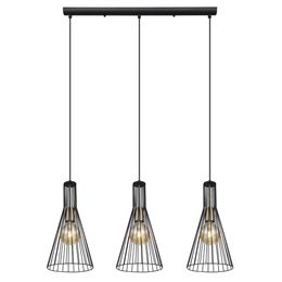 Globo LIGHTING H&auml;ngeleuchte "MILLI", schwarz, 3, H: 120cm, 1 Stk., Leuchten, Schwarze H&auml;ngeleuchte mit Altmessing-Akzenten, E27 3x40W, H&auml;ngeleuchte