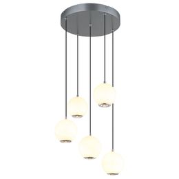 Globo LIGHTING H&auml;ngeleuchte "SIMMONS", grau matt, 1, &Oslash; 39cm H: 150cm, 1 Stk., Leuchten, H&auml;ngeleuchte grau matt mit Glaskugeln und Acryl, Memoryfunktion, H&auml;ngeleuchte