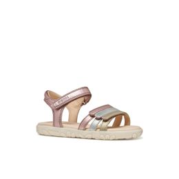 Sandale Geox "J SANDAL HAITI GIRL", M&auml;dchen, Gr. 32, rosa, multi, Lederimitat, leicht gl&auml;nzend, Schuhe Sandale, Sandale im Pastell-Look, Gr&ouml;&szlig;enschablone zum Download