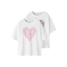 T-Shirt name it "NKFFAHIRAZ 2P SS NREG TOP BOX", Jungen, Gr. 122/128, hellwei&szlig; print:zebra heart, leo heart, Jersey, Obermaterial: 100% Baumwolle, bedruckt, unifarben, Basic normal, Rundhals, Shirts T-Shirt