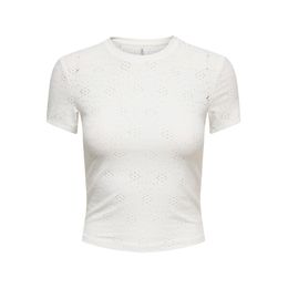 T-Shirt Only "ONLSMILLA NEW S/S TOP JRS", Damen, Gr. XL, cloud dancer pattern:jo smilla, Jersey, Obermaterial: 95% Polyester, 5% Elasthan, gemustert, slim fit normal, Rundhals, Shirts T-Shirt, Materialmix, slim fit, Rundhals