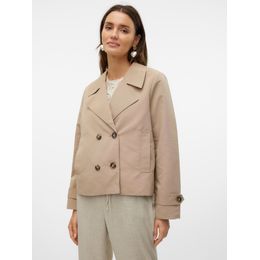 V&eacute;ro Moda Kurzjacke VERO MODA "VMCHLOEMIA SHORT TRENCHCOAT GA NOOS", Damen, Gr. XL, silber mink, Web, Obermaterial: 100% Polyester, unifarben, kurz, V-Ausschnitt, Jacken Kurzjacke