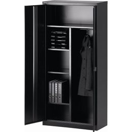 Bisley UNIVERSAL Fl&uuml;gelt&uuml;renschrank, HxBxT 1950 x 914 x 400 mm, mit Garderobeneinsatz, schwarz