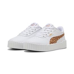 Sneaker Puma "CARINA 3.0 ANIMAL PS", Damen, Gr. 32, Puma wei&szlig;, light sand, Puma gold, Schuhe Sneaker, Leo-Print