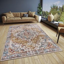Teppich Hanse Home "Strozzi", blau (beige,blau), B:120cm H:8mm L:170cm, Jute, Polyester, Polypropylen (PP), Teppiche, Teppich, L&auml;ufer, Orientalisch, Kurzflor, Wohnzimmer, Schlafzimmer, Esszimmer