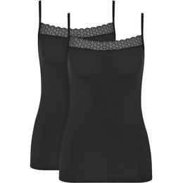 Spaghettitop Triumph "Feel of Modal", Damen, Gr. XL, schwarz, Obermaterial: 87% Modal, 13% Elasthan, h&uuml;ftbedeckend, eckiger Ausschnitt, Tops, weich, bequem, verstellbare Tr&auml;ger