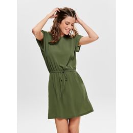Minikleid Only "ONLMARIANA MYRINA LIFE DRESS PTM", Damen, Gr. 36, N-Gr, gr&uuml;n (kalamata), Web, Obermaterial: 97% Polyester, 3% Elasthan, unifarben, regular fit kurz, Rundhals, Kleider Minikleid, Sommerkleid
