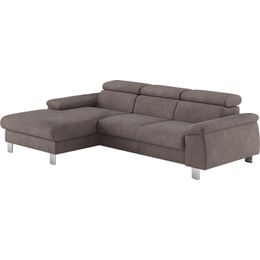 Ecksofa COTTA "Komaris L-Form, B: 244 cm", grau, B:244cm H:72cm T:166cm, 94% POLYESTER (PES) 6%POLYAMID (PA), Sofas, Ecksofa, mit Kopfteilverstellung, optional Bettfunktion, Bettkasten & Licht