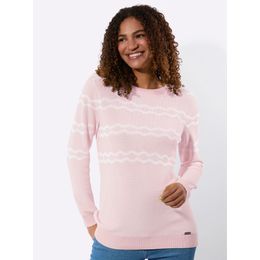 Rundhalspullover Casual Looks "Pullover", Damen, Gr. 50, hellros&eacute;, meliert, 50% Baumwolle, 50% Polyacryl, gemustert, mehrfarbig, Pullover Rundhalspullover