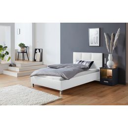 Polsterbett, wei&szlig;, B:130cm H:98cm L:210cm, Bezug Bett: 100% Polyurethan;Bonnell-Federkernmatratze: 51% Polypropylen, 39% Polyester, 10% Baumwolle;Kaltschaummatratze: 100% Polyester, Bezug abnehm- und waschbar bis 60C, Westfalia Schlafkomfort, Betten, Polsterbett