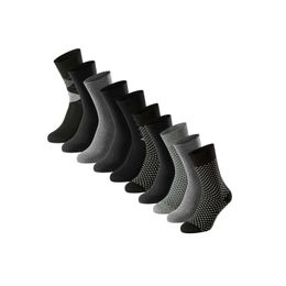 Kurzsocken Schiesser "Socken Bluebird 10P 10er Pack", Herren, Gr. 43-46, schwarz (schwarz, gepunktet, schwarz, raute), Obermaterial: 77% Baumwolle CO. 22% Polyamid PA. 1% Elasthan EL., Socken