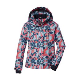 Skijacke Killtec "KSW 211 GRLS SKI JCKT", M&auml;dchen, Gr. 152, blau (graublau), Obermaterial: 100% Polyester;Futter: 100% Polyester;F&uuml;llung: 100% Polyester, Jacken Skijacke, Wind- und wasserdichte Skijacke mit floralem Print und Stauraum
