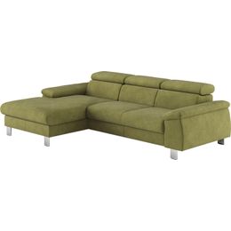 Ecksofa COTTA "Komaris L-Form, B: 244 cm", grass, B:244cm H:72cm T:166cm, 94% POLYESTER (PES) 6%POLYAMID (PA), Sofas, Ecksofa, mit Kopfteilverstellung, optional Bettfunktion, Bettkasten & Licht