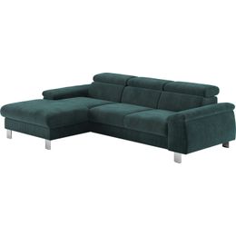 Ecksofa COTTA "Komaris L-Form, B: 244 cm", hunter, B:244cm H:72cm T:166cm, 88% POLYESTER (PES) 12% POLYAMID (PA), Sofas, Ecksofa, mit Kopfteilverstellung, optional Bettfunktion, Bettkasten & Licht