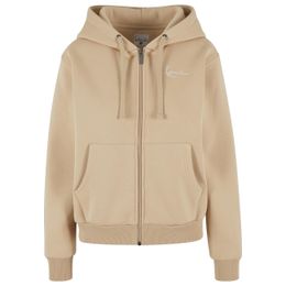 Sweatjacke Karl Kani "Karl Kani Karl Kani Chest Signature Essential Zip Hoodie", Damen, Gr. XL, sand, 65% Baumwolle, 35% Polyester, Sweatjacken Sweatjacke