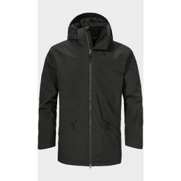 Sch&ouml;ffel Langjacke SCH&Ouml;FFEL "Urban Ins Parka Style Malkay MNS", Herren, Gr. 52, schwarz (9990, schwarz), Oberstoff: Aussenseite: 100% Polyester; (Membran: Thermoplastisches Polyurethan); Futter: 100% Polyester; Wattierung: 100% Polyester, regular fit, hoch geschlossener Ausschnitt, Jacken Langjacke