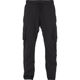 Cargohose Urban Classics "Urban Classics Herren Straight Leg Nylon Cargo Pants", Damen, Gr. L, US-Gr&ouml;&szlig;en, schwarz, 100% Polyester, unifarben, normal, Hosen Cargohose