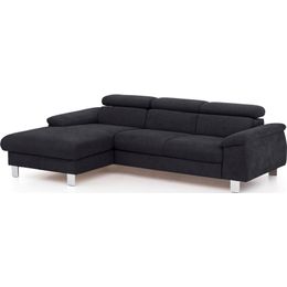 Ecksofa COTTA "Komaris L-Form, B: 244 cm", lava, B:244cm H:72cm T:166cm, Microfaser PRIMABELLE (100% Polyester);Kunstleder SOFTLUX(100%Polyurethan);Feinstruktur (100% Polyester);Kunstleder SOFTLUX/Struktur (100%Polyurethan, 90%Polyester, 10% Polyacryl), Sofas, Ecksofa, mit Kopfteilverstellung, optional Bettfunktion, Bettkasten & Licht