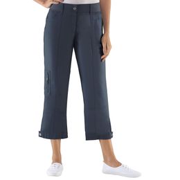 Stretch-Hose Casual Looks, Damen, Gr. 21, Kurzgr&ouml;&szlig;en, blau (jeansblau), 98% Baumwolle, 2% Elasthan, unifarben, 7/8-L&auml;nge, Hosen