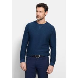 Strickpullover OLYMP "OLYMP Casual Strick", Herren, Gr. L, blau, 100% Baumwolle, Pullover Strickpullover