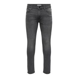 Only & Sons Slim-fit-Jeans ONLY & SONS "ONSLOOM SLIM BOX PIM DNM MU OTL", Herren, Gr. 28, L&auml;nge 30, medium grau denim, Denim/Jeans, Obermaterial: 50% Baumwolle, 30% Polyester, 18% Viskose, 2% Elasthan, Abriebeffekte, slim fit kn&ouml;chellang, Jeans Slim-fit-Jeans