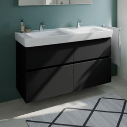 Geberit Renova Plan Doppelwaschtisch, evineo ineo5 evo Unterschrank B: 130 cm, 4 Ausz&uuml;ge, mit Griffmulde,, 501711008+BE0992BM,