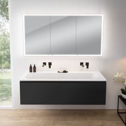 rivea Dia Unterschrank B: 161 cm mit 1 Auszug, Waschtisch ohne Hahnloch wei&szlig;, mit n60 Spiegelschrank f&uuml;r die Schweiz,, BR0045BM+BR0128WH+BN0504MI,