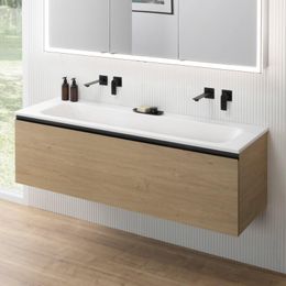 rivea Dia Unterschrank B: 161 cm mit 1 Auszug, Doppelwaschtisch ohne Hahnloch wei&szlig;,, BR0045SO+BR0128WH,