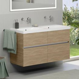 Geberit Acanto Doppelwaschtisch, evineo ineo5 evo Unterschrank B: 120 cm, 4 Ausz&uuml;ge, mit Griffmulde,, 500628018+BE0980OA,