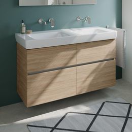 Geberit Renova Plan Doppelwaschtisch, evineo ineo5 evo Unterschrank B: 130 cm, 4 Ausz&uuml;ge, mit Griffmulde,, 501713008+BE0992OA,
