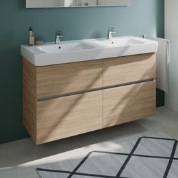 Geberit Renova Plan Doppelwaschtisch, evineo ineo5 evo Unterschrank B: 130 cm, 4 Ausz&uuml;ge, mit Griffmulde,, 501710001+BE0992OA,