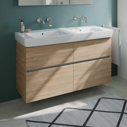 Geberit Renova Plan Doppelwaschtisch, evineo ineo5 evo Unterschrank B: 130 cm, 4 Ausz&uuml;ge, mit Griffmulde,, 501712008+BE0992OA,