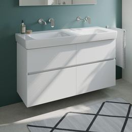 Geberit Renova Plan Doppelwaschtisch, evineo ineo5 evo Unterschrank B: 130 cm, 4 Ausz&uuml;ge, mit Griffmulde,, 501713001+BE0992WM,