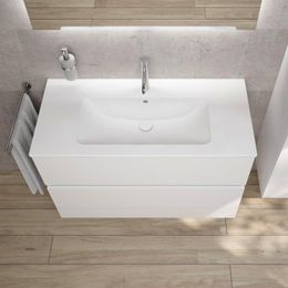 Duravit ME by Starck Waschtisch, evineo ineo5 evo Unterschrank B: 101 cm, 2 Ausz&uuml;ge, mit Griffmulde,, 233610AC00+BE0715WH,